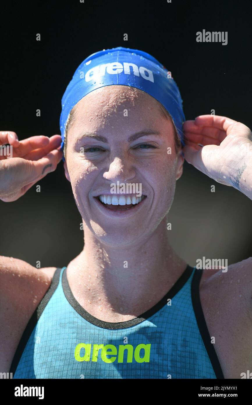 Emily Seebohm is seen after her swim in the the final of the Women’s ...
