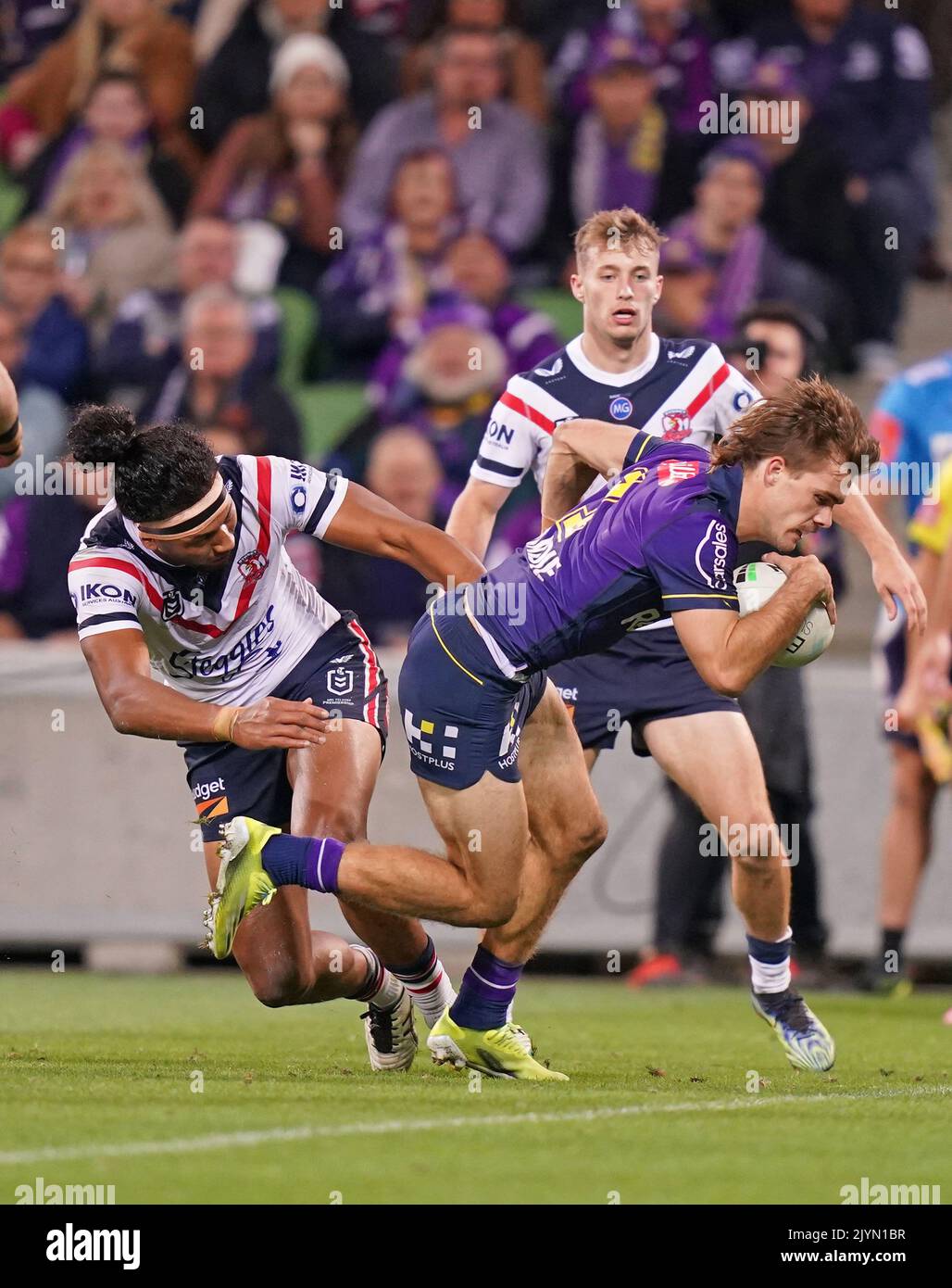 Ryan Papenhuyzen of the Melbourne Storm scores a try during the Round 6 ...