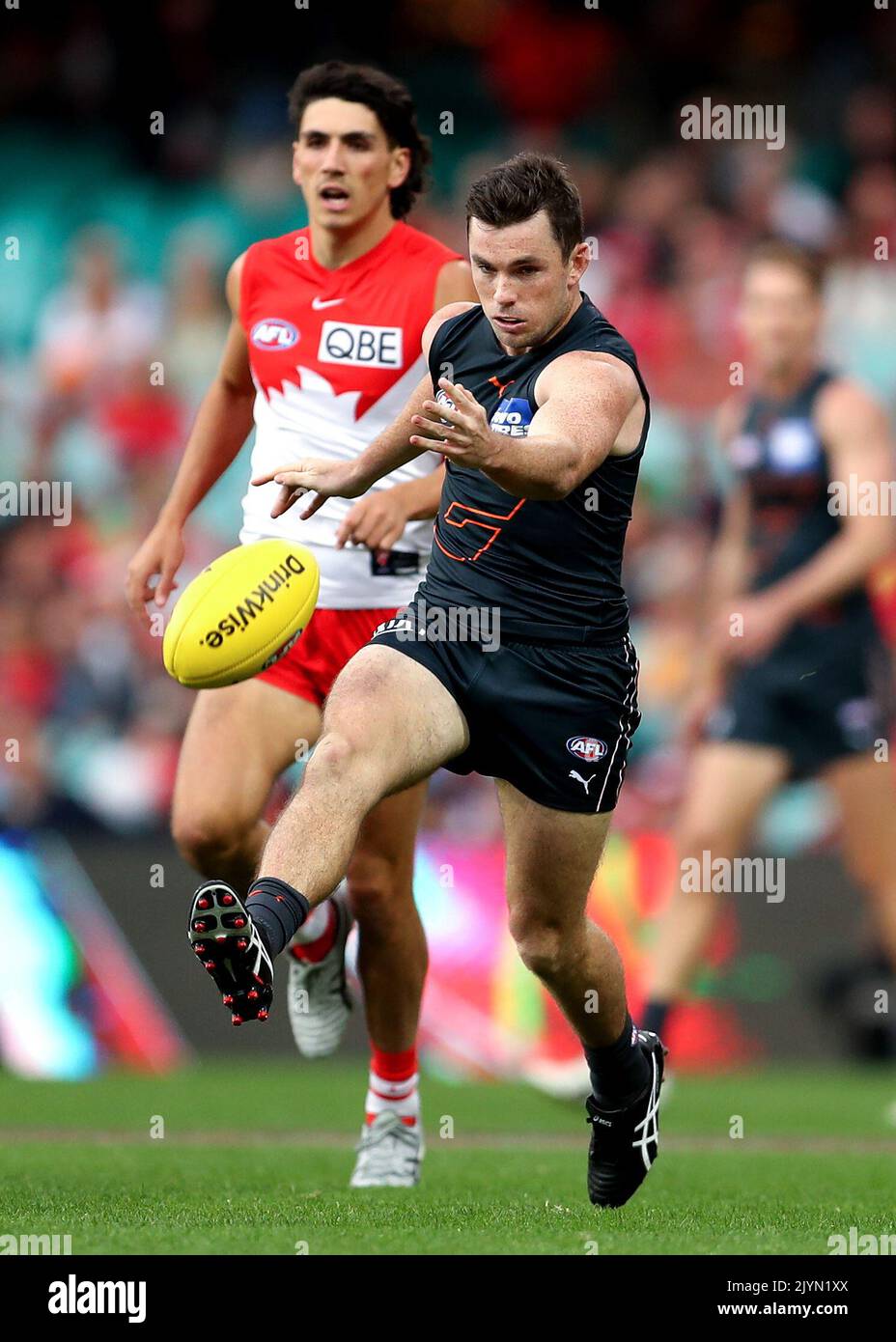 Rhys Pollock of the Giants kicks during the Round 5 AFL match between ...