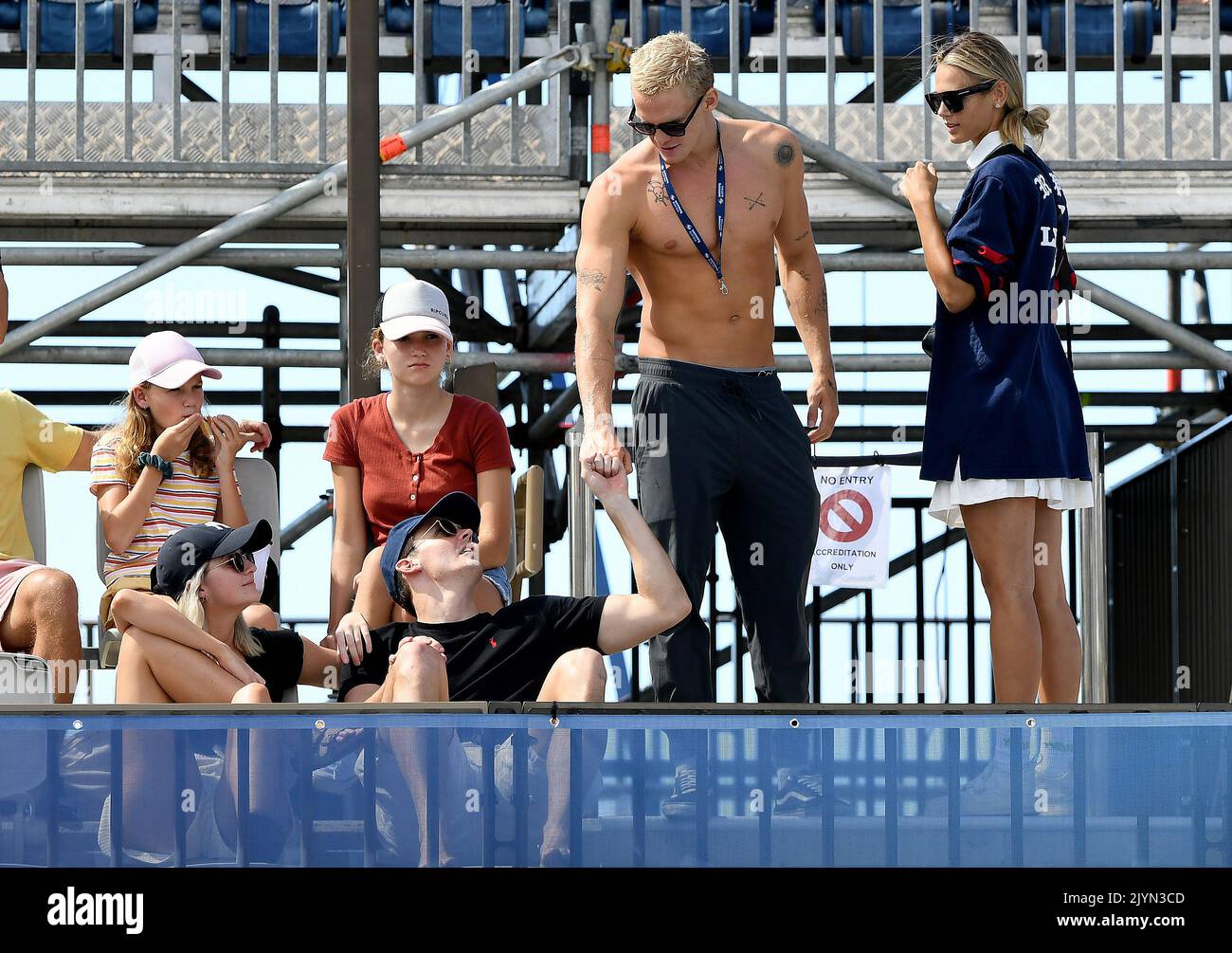 Cody Simpson is seen with girlfriend Marloes Stevens (right) following ...