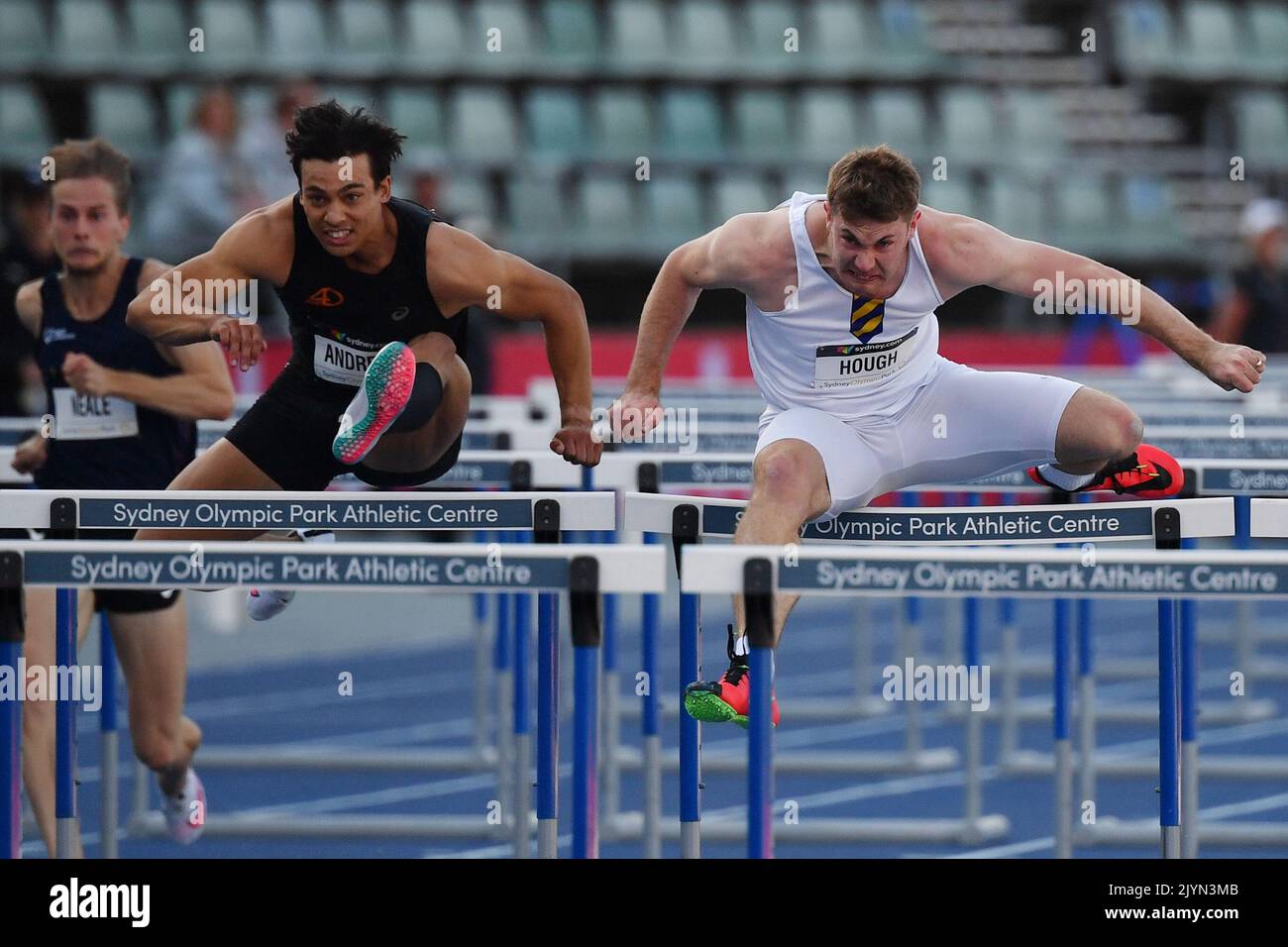 Nick Hough wins the Mens 110m Hurdles final during the Australian Track ...
