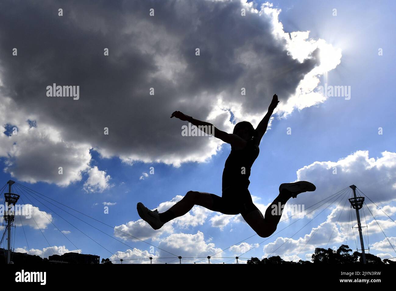 Action from the Mens Long Jump final during the Australian Track and ...