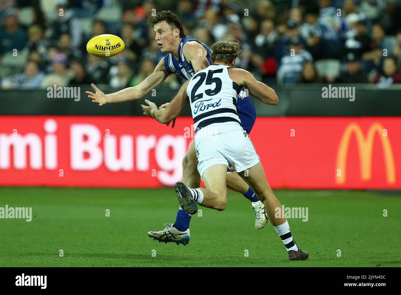 Nick Larkey of the Kangaroos attempts a mark during the Round 5 AFL ...