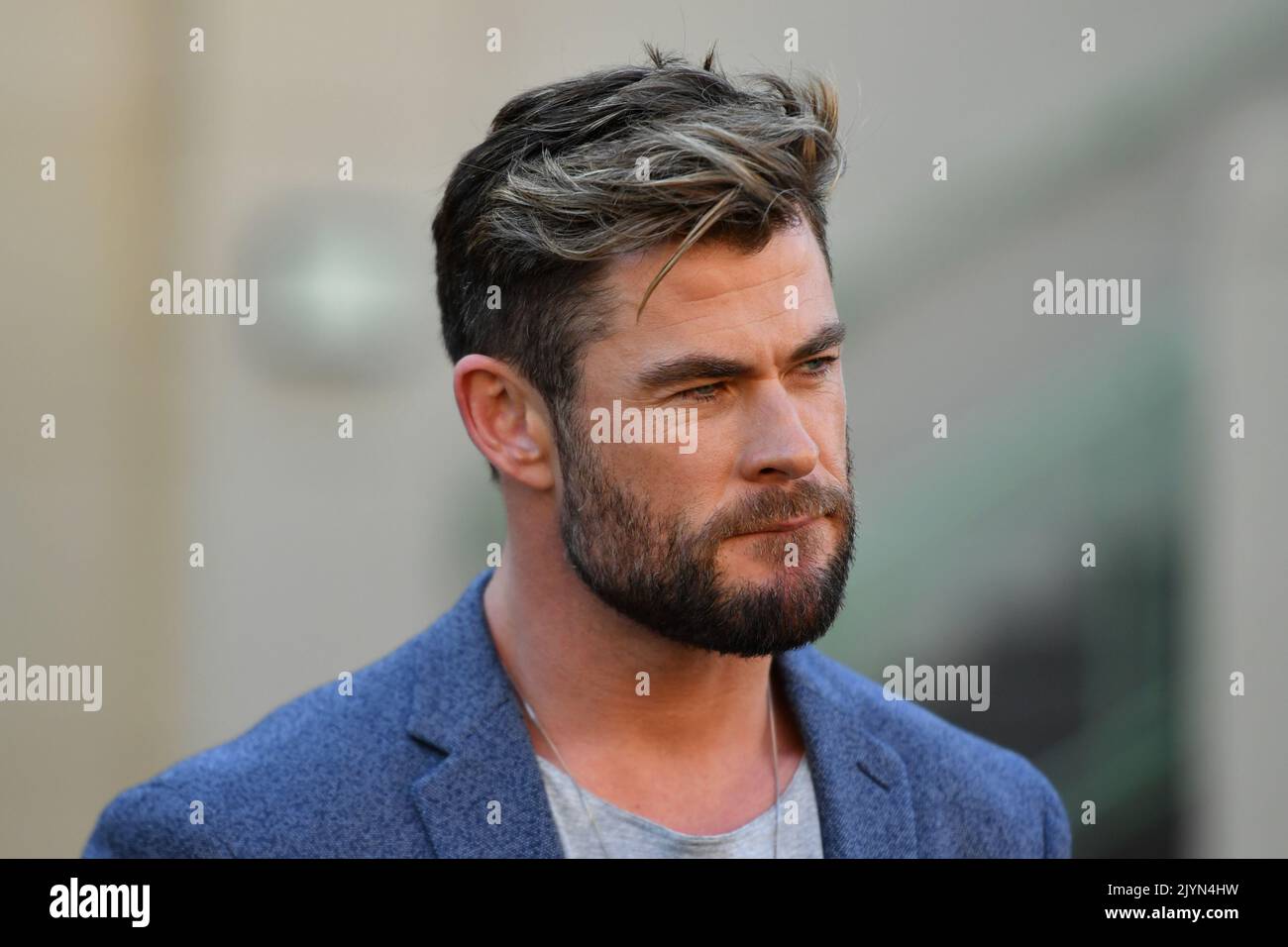 Actor Chris Hemsworth at a press conference to announce the new Mad Max ...