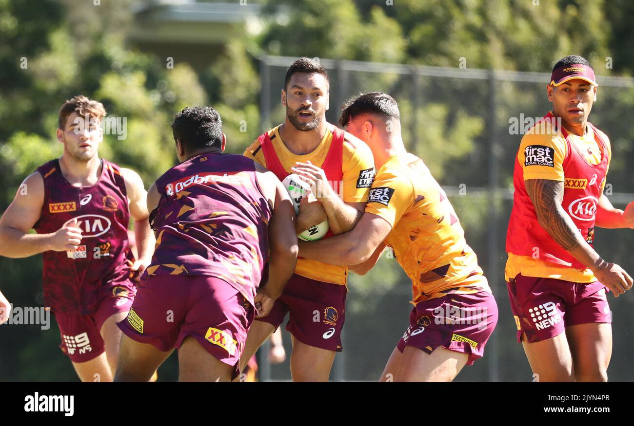 Alex Glenn during a Brisbane Broncos NRL training session at Clive ...
