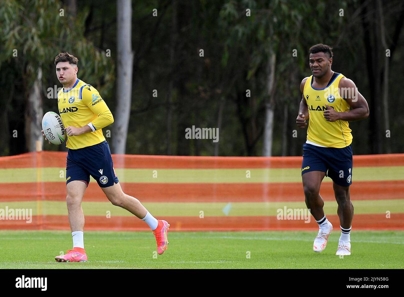Mitchell Moses and Maika Sivo during a Parramatta Eels NRL training ...