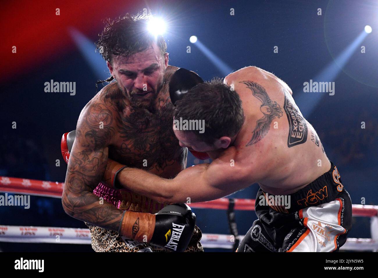 Jack Brubaker (left) in action against Steve Spark during their ...