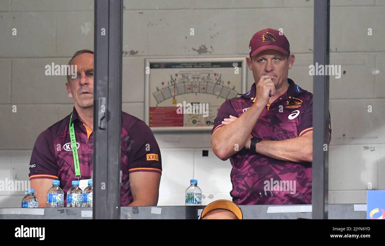 Broncos assistant coach John Cartwright (left) and Broncos coach Kevin ...