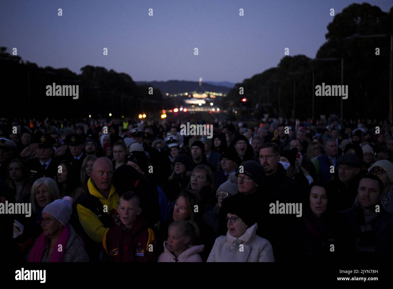 Members of the public are seen during the Anzac Day Dawn Service at the ...