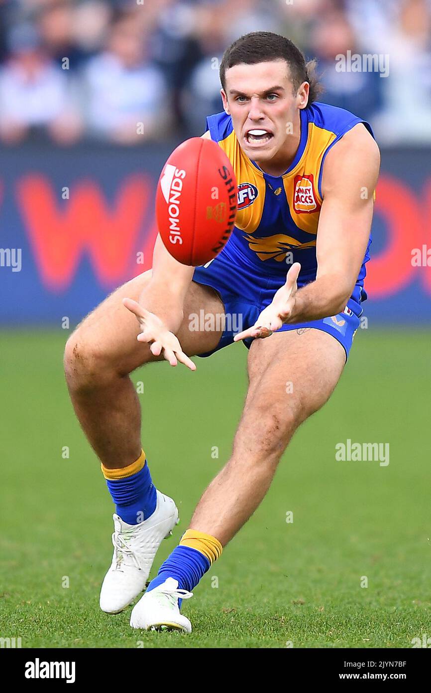 Jake Waterman of West Coast in action during the Round 6 AFL match ...