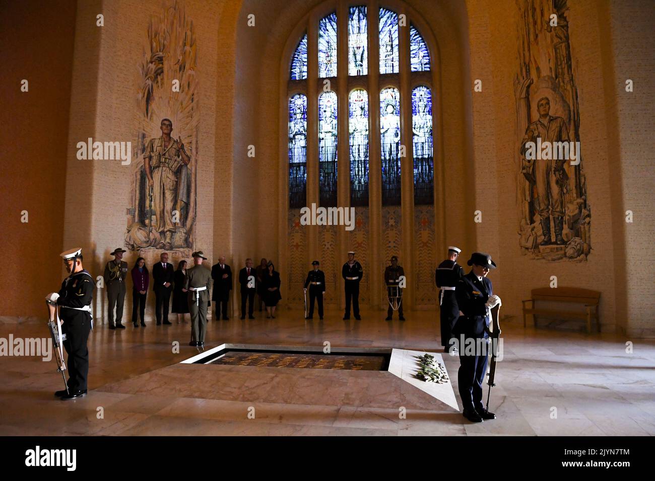 The Catafalque party stands guard at the tomb of the unknown soldier ...
