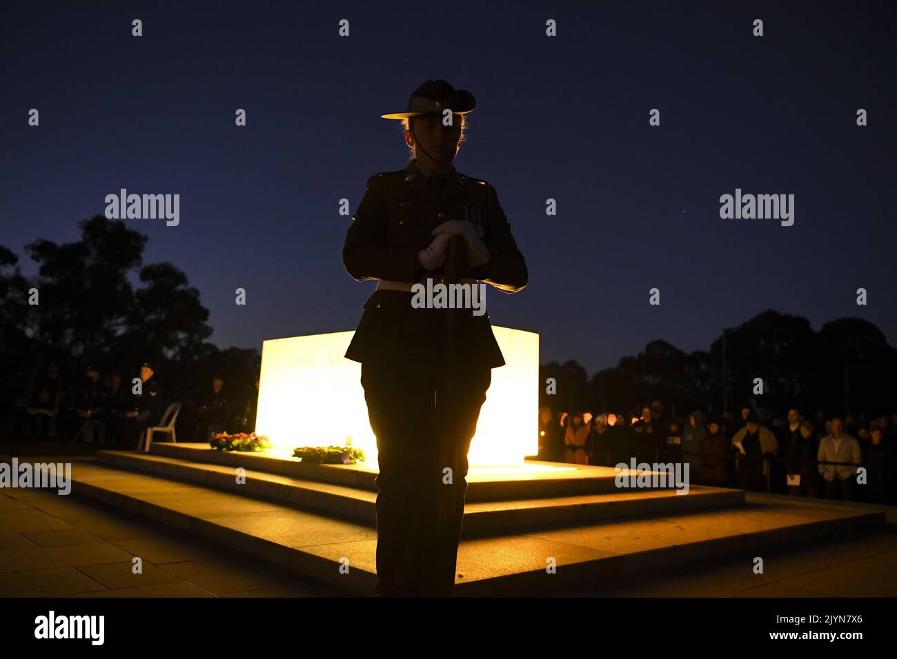 A member of the Catafalque party stands guard at the stone of ...