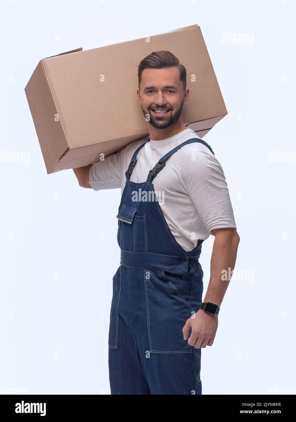 Man carry box on shoulder hi-res stock photography and images - Alamy