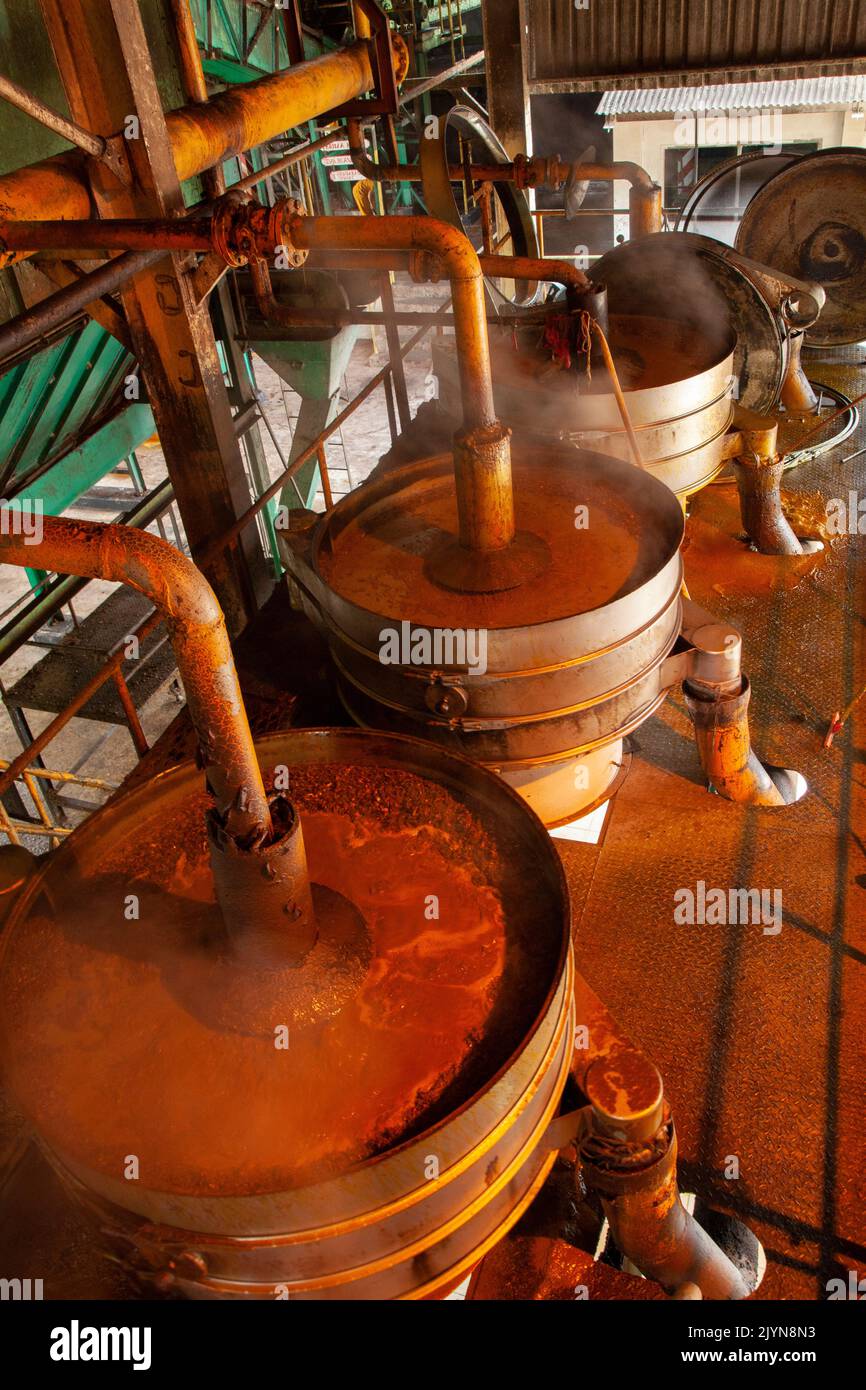 Crude palm oil extraction in processing factory, West Kalimantan ...