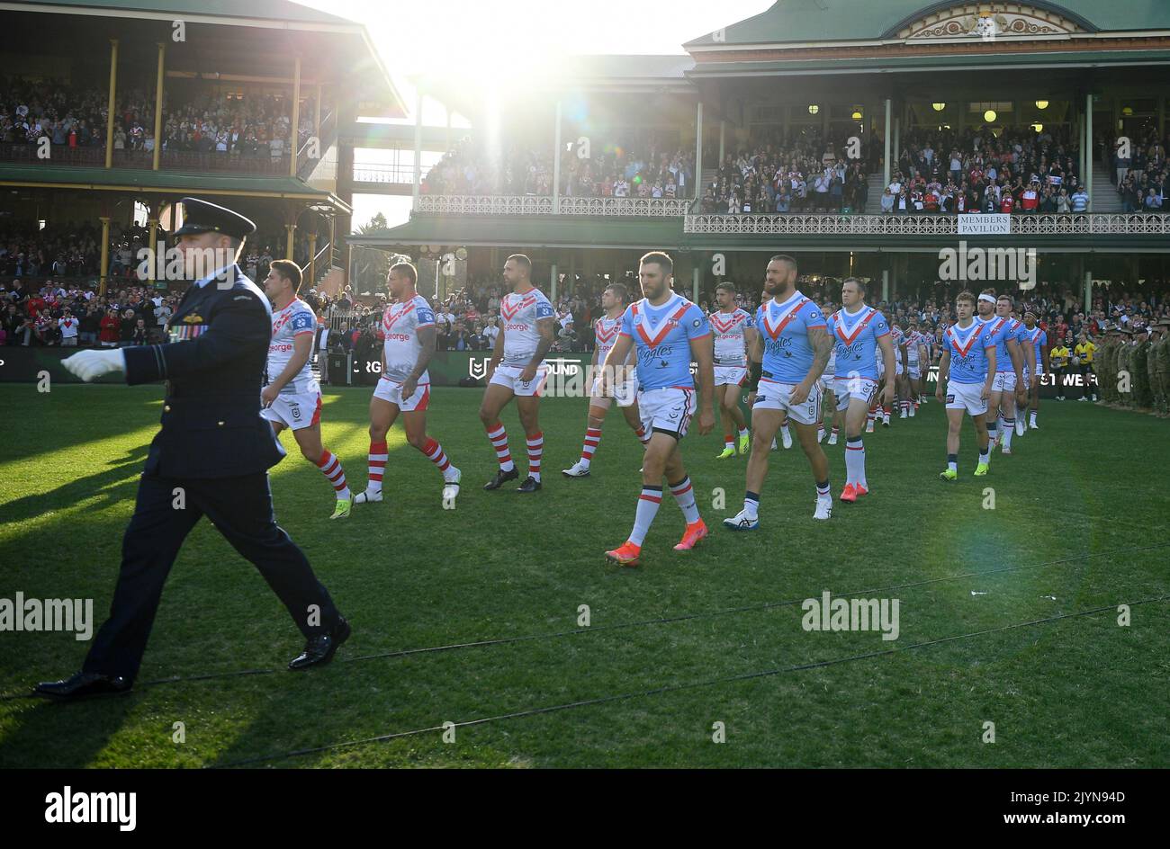 ANZAC Day pre-game commemorations during the Round 7 NRL match between ...