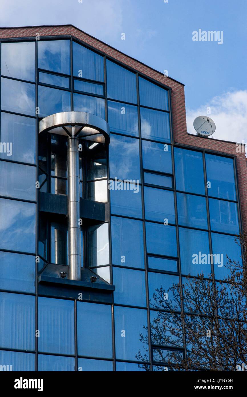 Modern glass architecture, architectural detail from glass facade ...