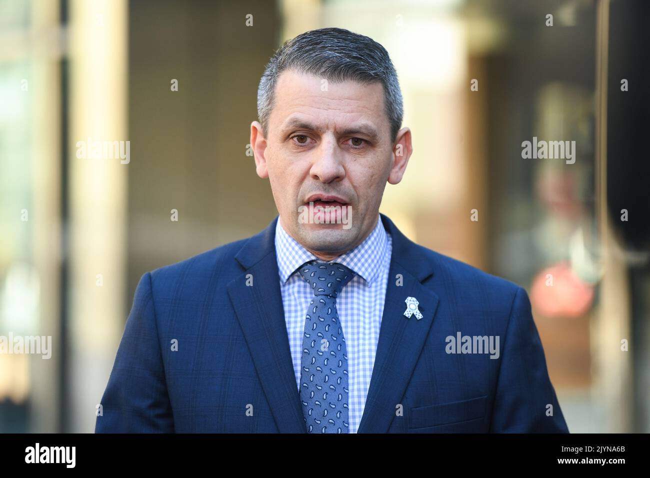 Victoria Police Association Secretary Wayne Gatt speaks to the media ...