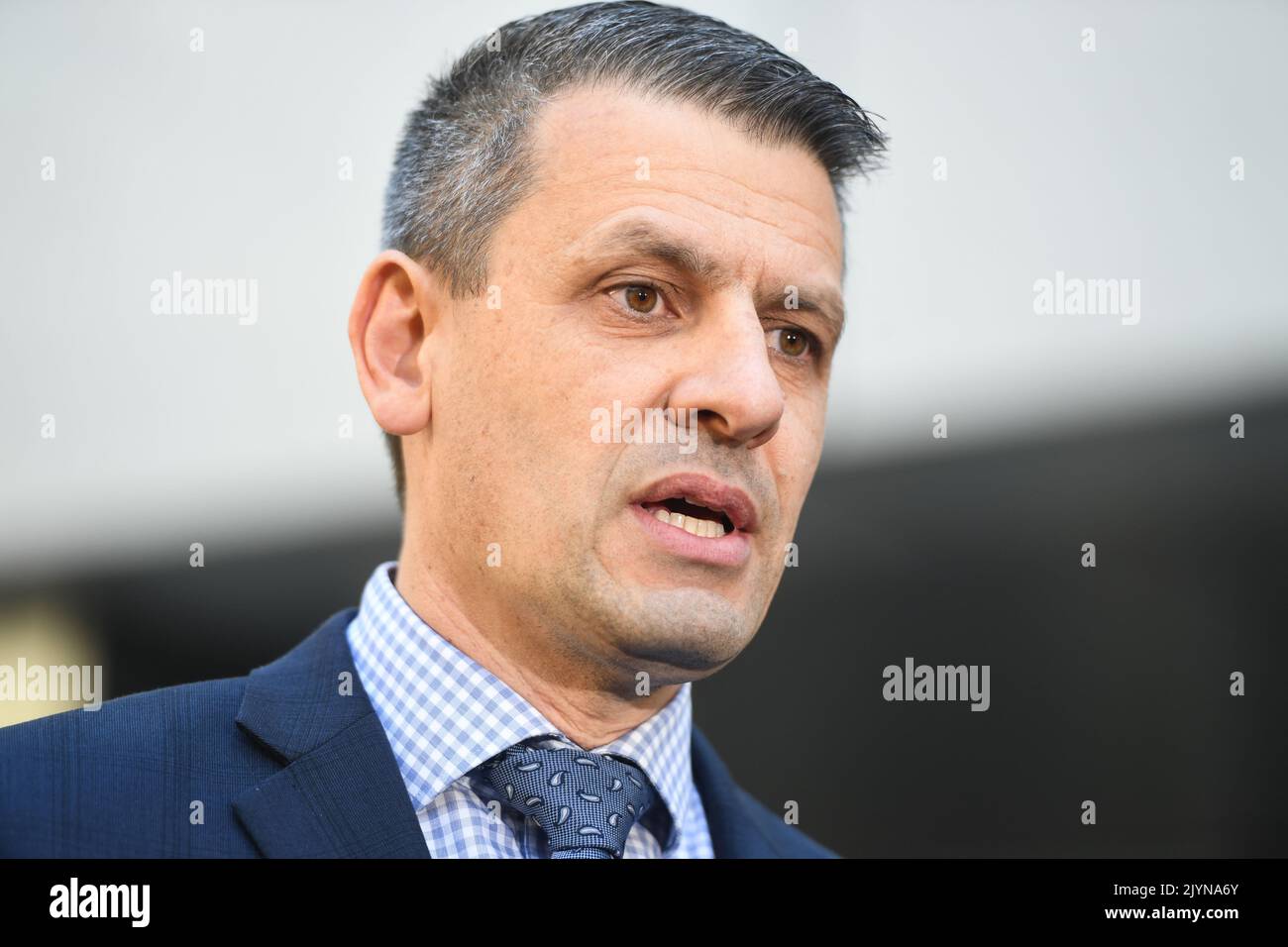 Victoria Police Association Secretary Wayne Gatt speaks to the media ...