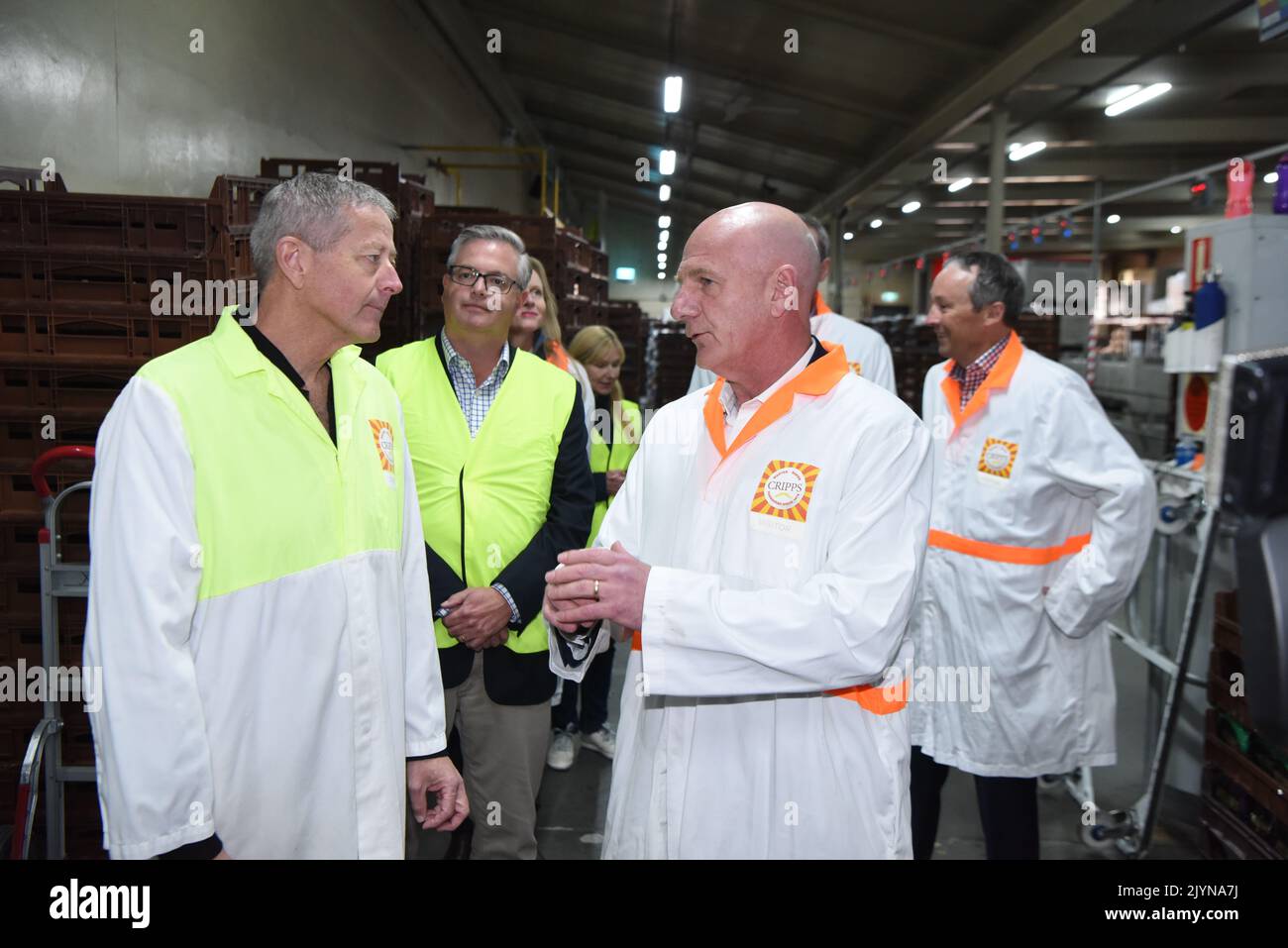 (L to R) Cripps Bakery operations manager Stephen Harvey gives ...
