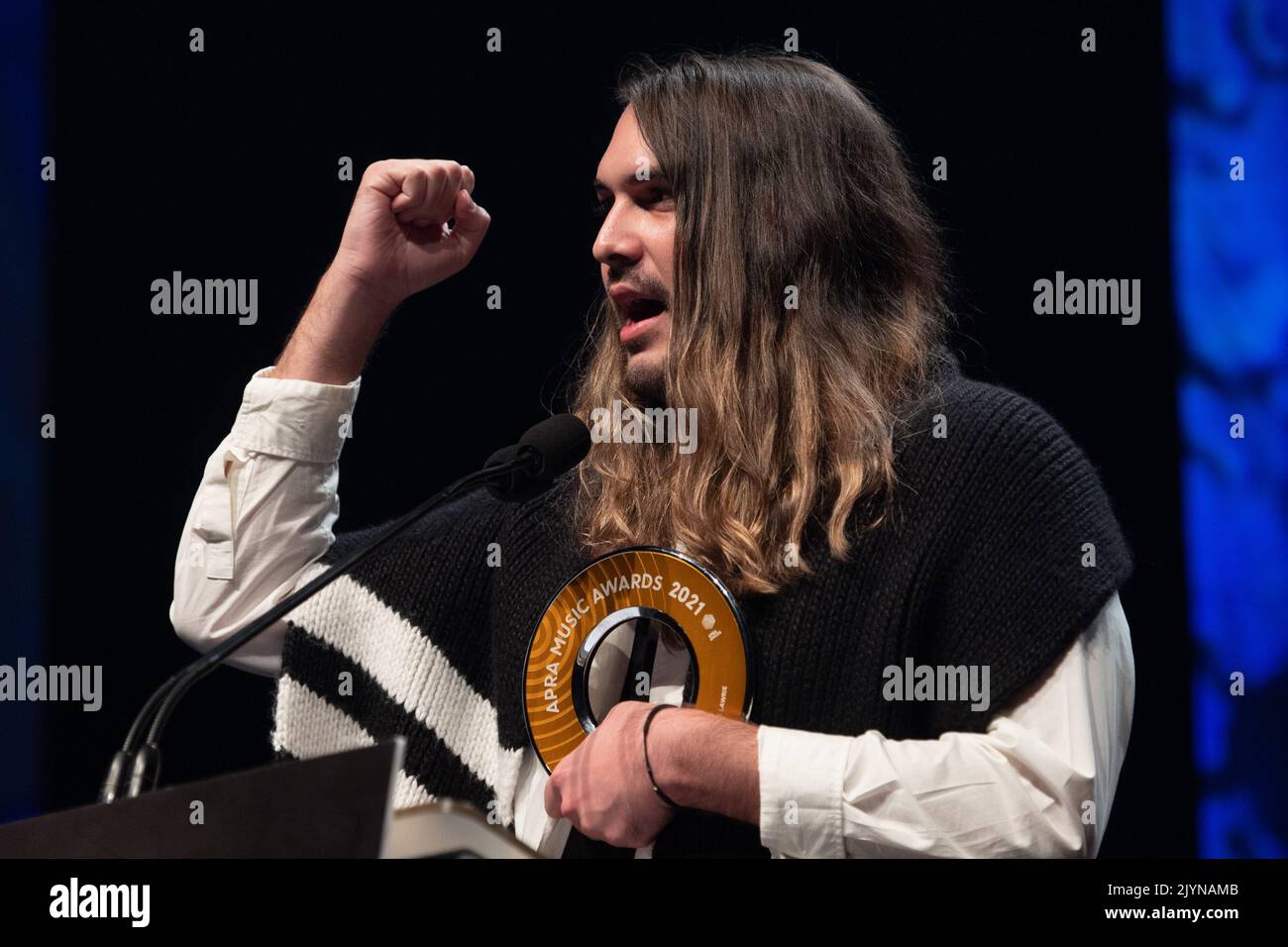Joel Davison accepting the award for ‘Song of the Year’ for ‘Gadigal ...