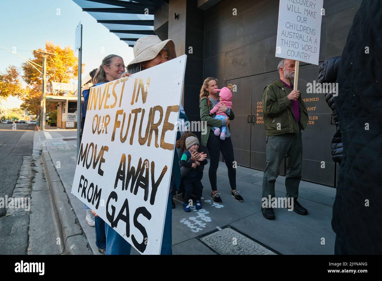 Anti-gas protesters rally outside Treasurer Josh Frydenberg’s ...