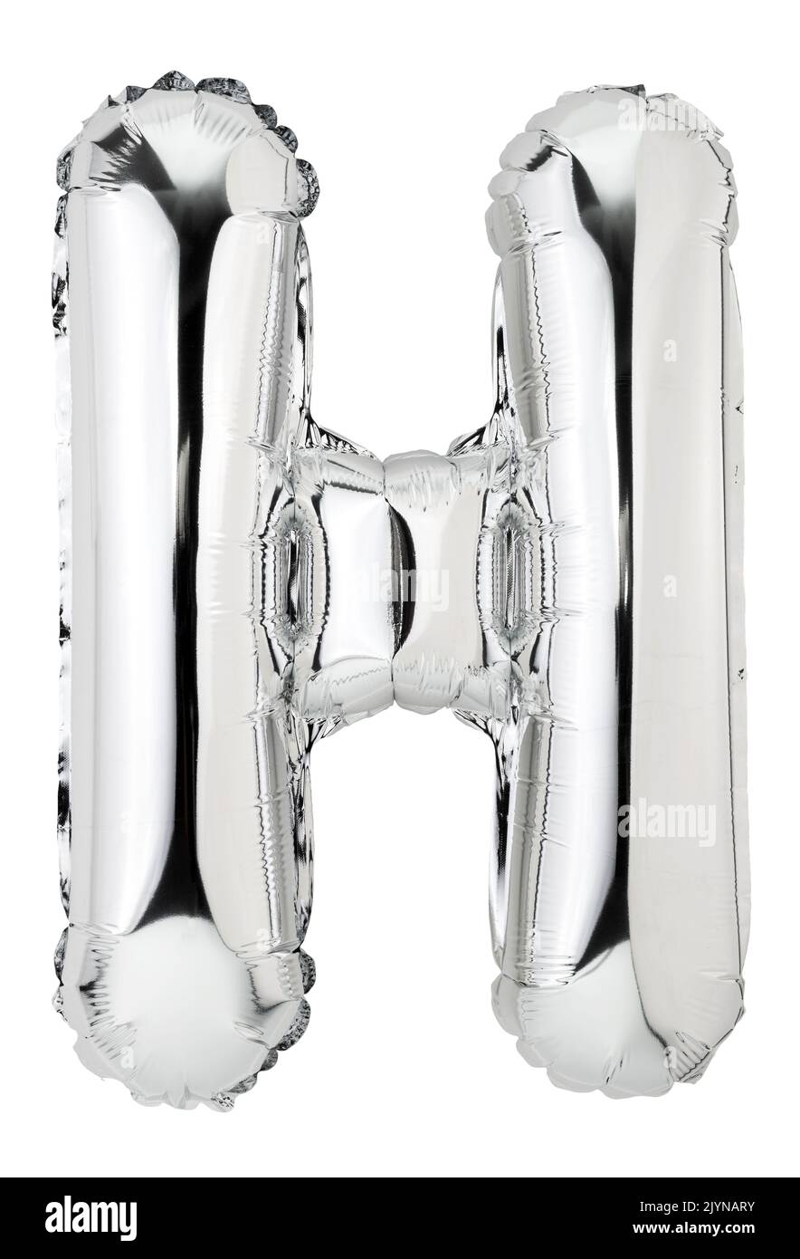 Letter H in silver mylar balloon isolated on white Stock Photo - Alamy