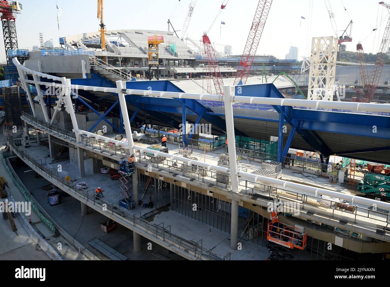 Consstruction work is seen underway on the new Sydney Football Stadium ...