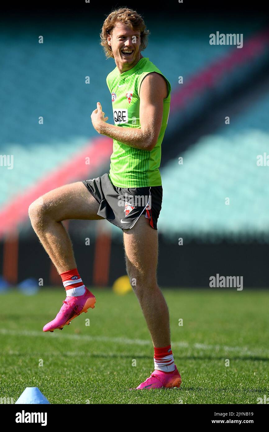 Nick Blakey during Sydney Swans AFL training at Lakeside Oval, Sydney ...