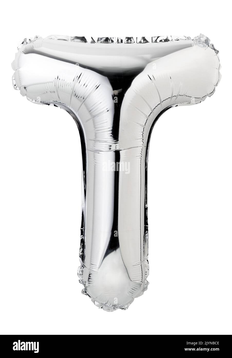 Letter T in silver mylar balloon isolated on white Stock Photo - Alamy