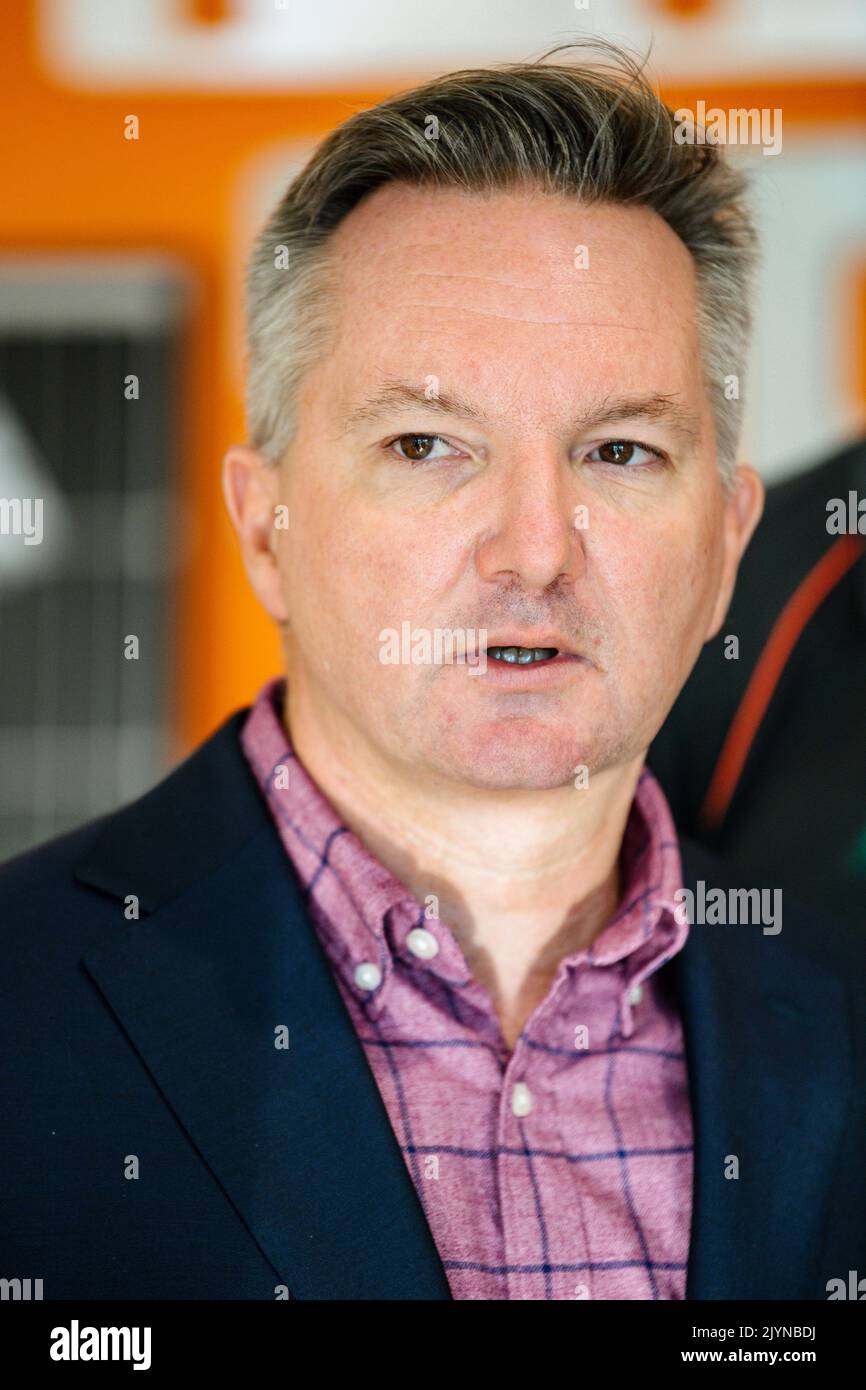 Shadow Minister for Climate Change and Energy Chris Bowen speaks to the ...