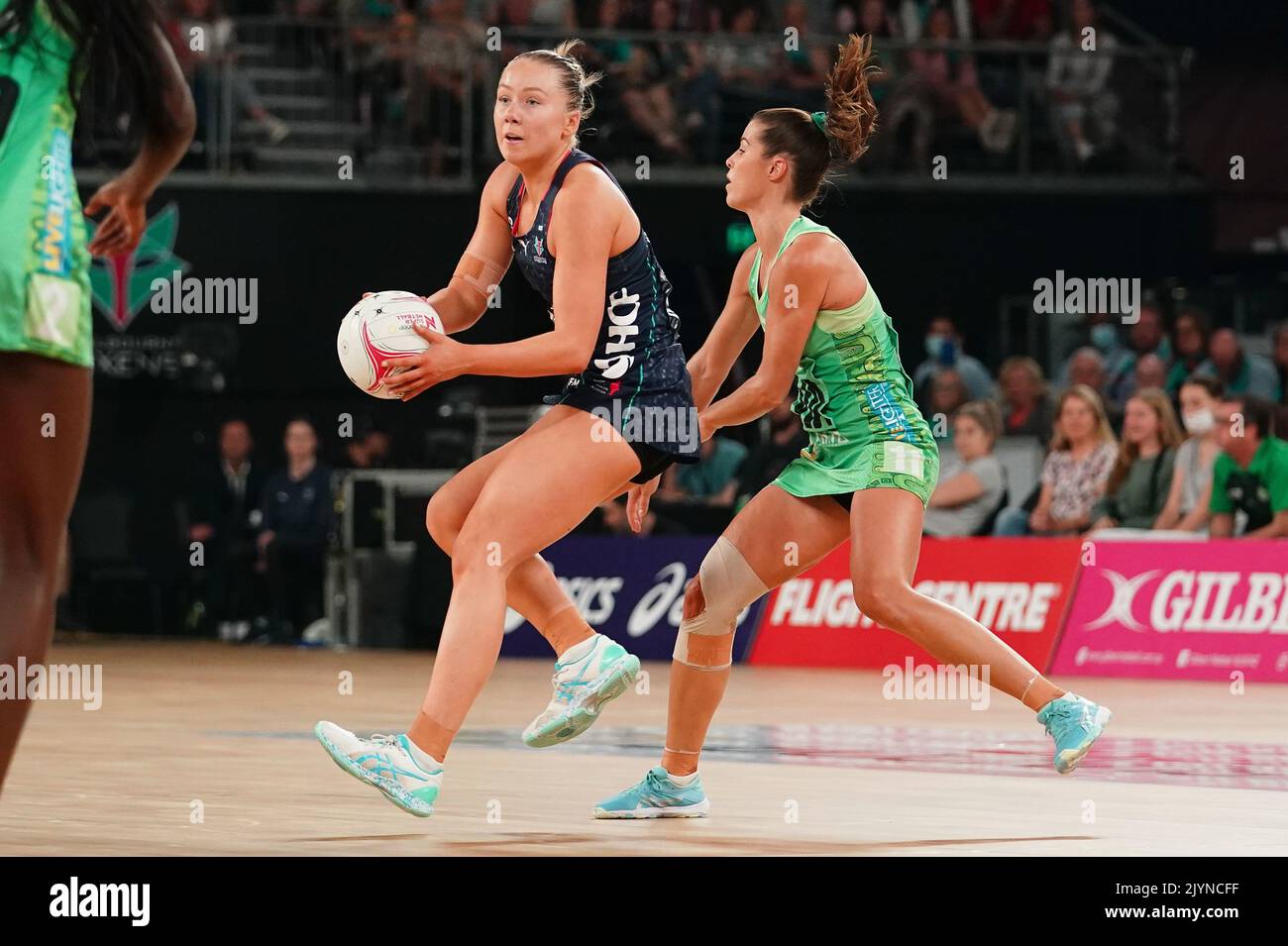 Hannah Mundy of the Vixens competes for the ball during the Round 1 ...