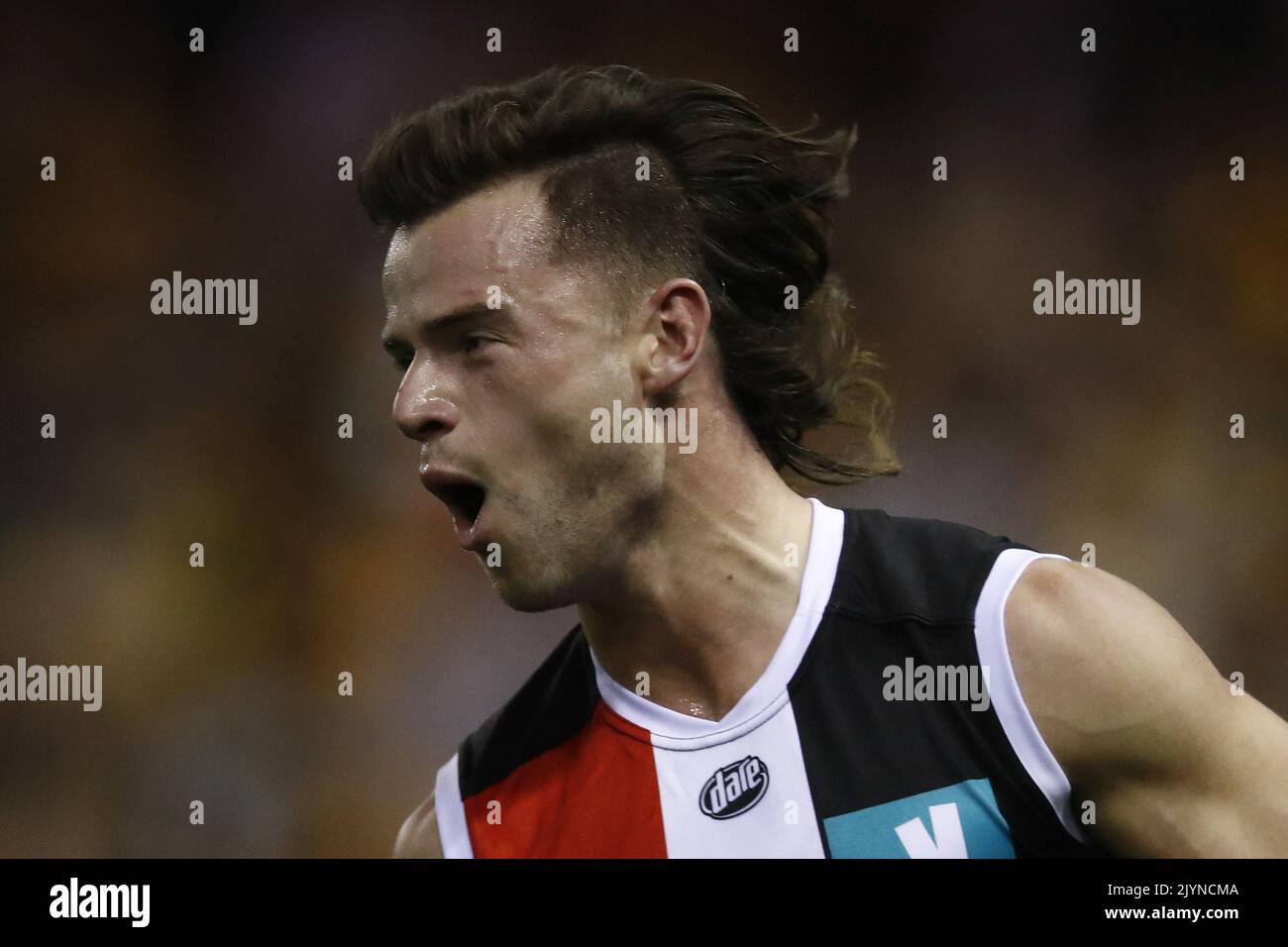 Jack Sinclair of the Saints celebrates a goal during the Round 7 AFL ...