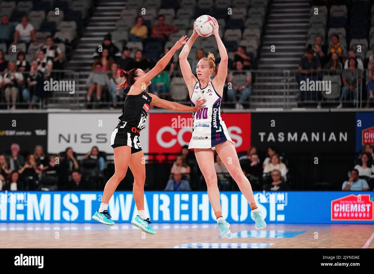 Kelsey Browne of the Magpies and Maddy McAuliffe of the Lightning ...