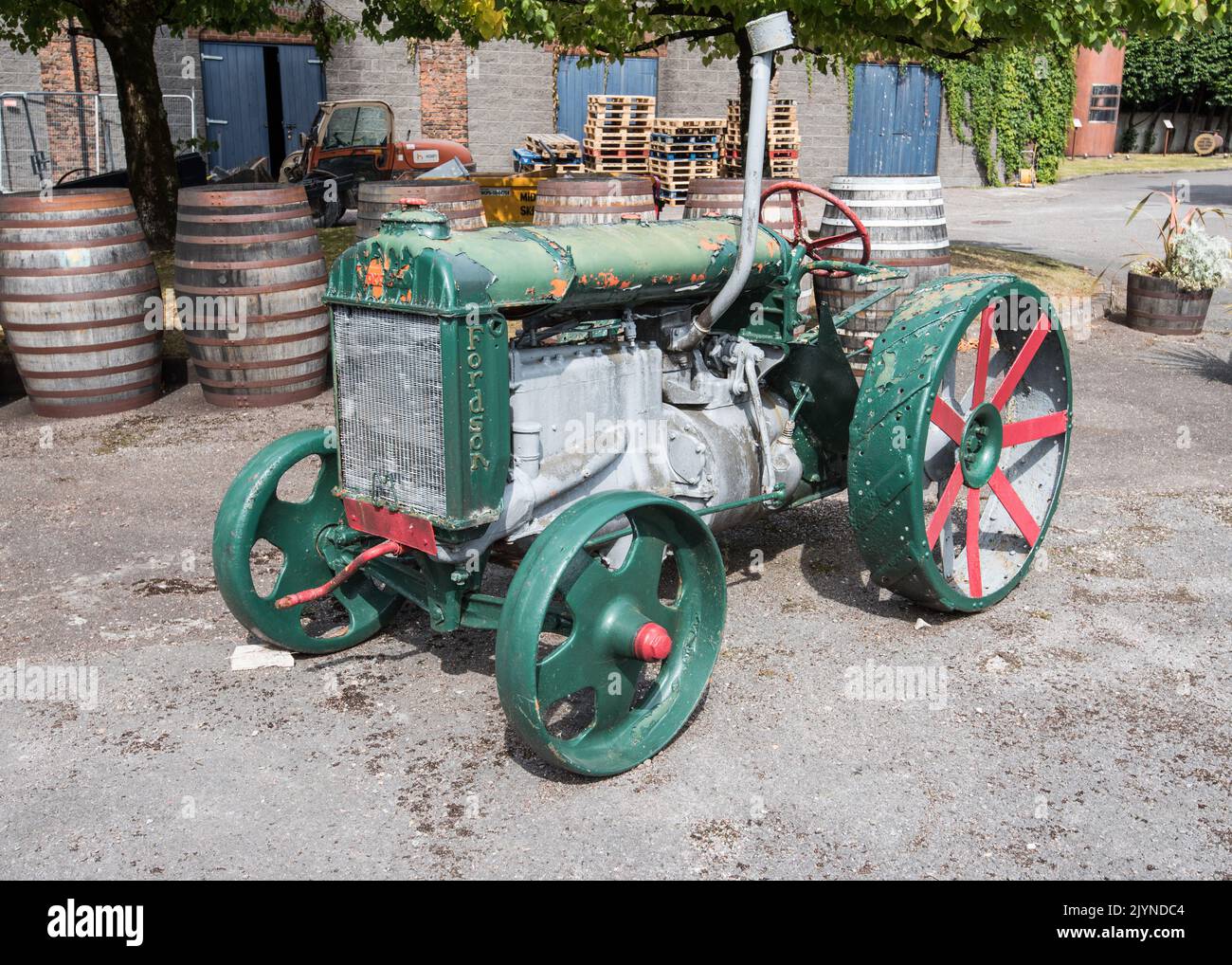 Midleton distillery-- vintage vehicle,an old Fordson tractor, outside ...