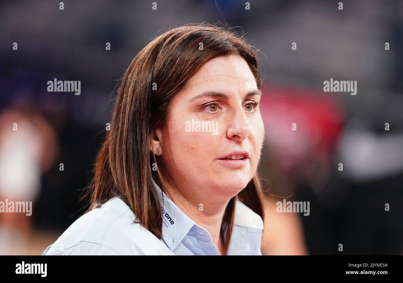 Kylee Byrne, coach of the Lightning looks on during the Round 1 Super ...