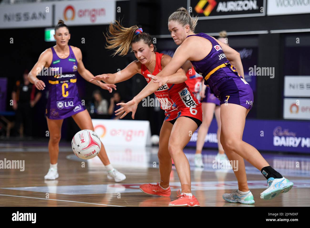 Maddy Proud of the Swifts and Kim Jenner of the Firebirds compete for ...