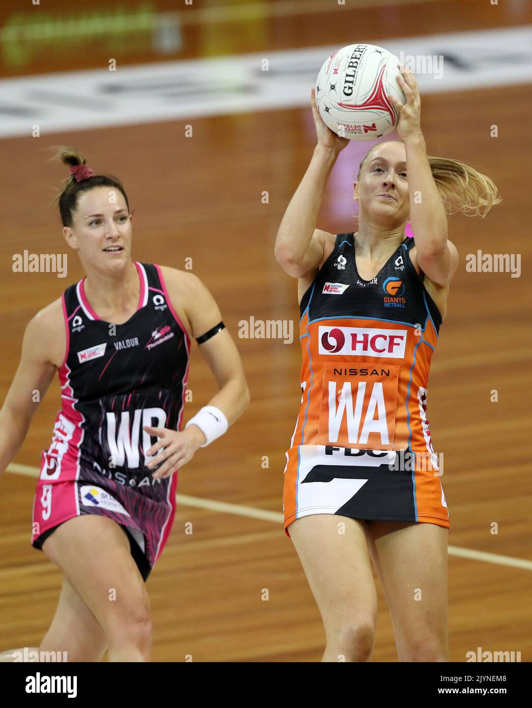 Maddie Hay of the Giants and Shadiine Van Der Merwe of the Adelaide ...