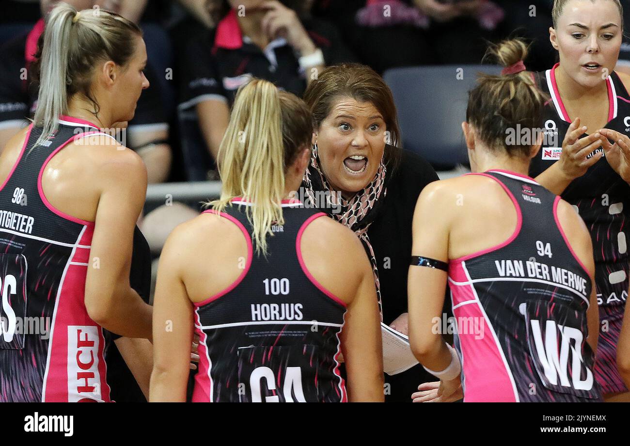 Adelaide Thunderbirds coach Tania Obst during the Round 1 Super Netball ...