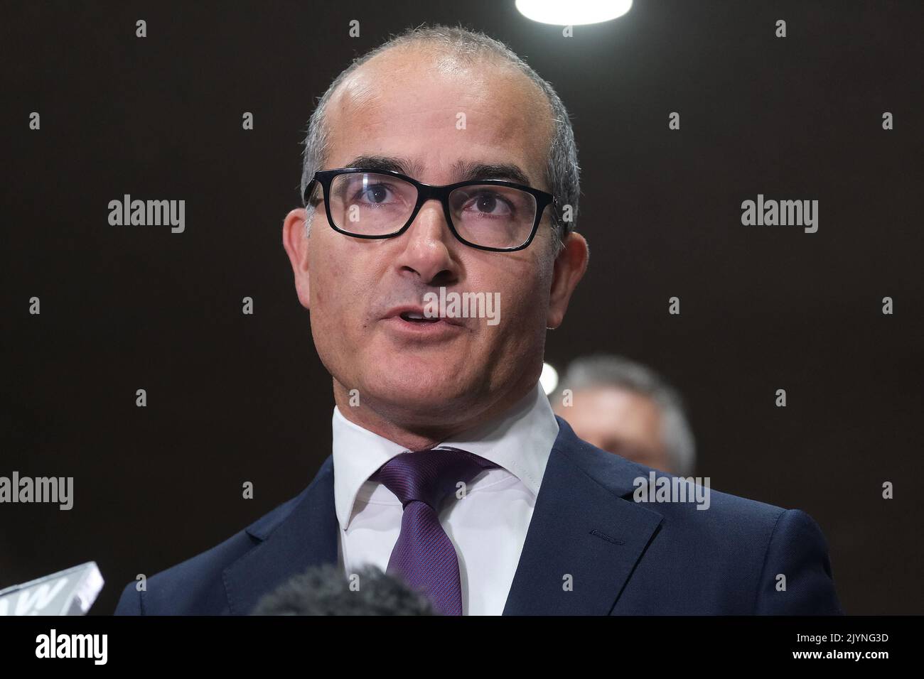 Victorian Acting Premier James Merlino speaks to the media during a ...