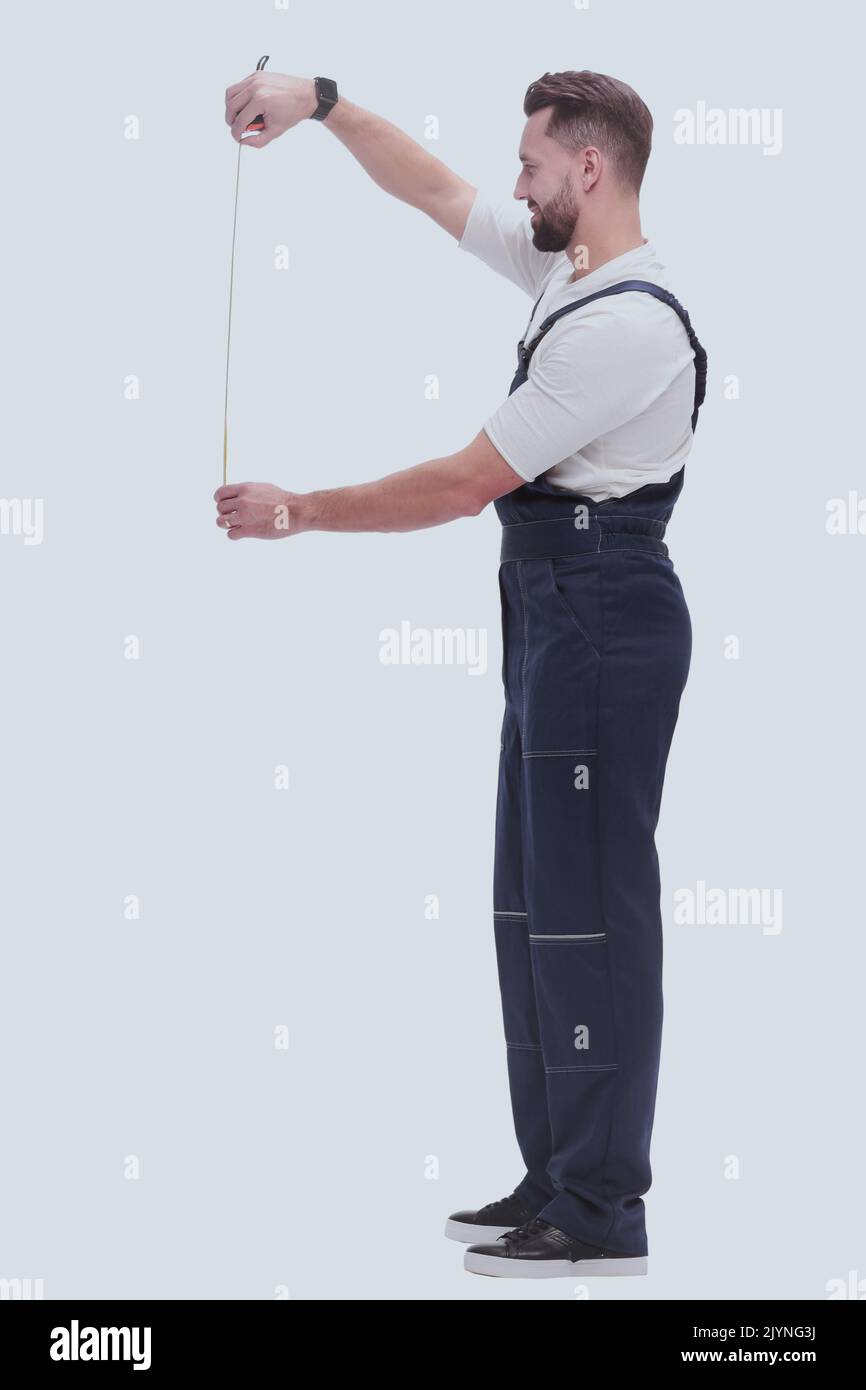 in full growth. smiling man showing construction - roulette Stock Photo ...