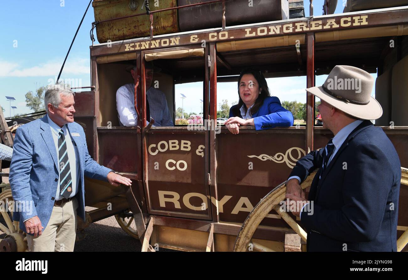 Queensland Premier Annastacia Palaszczuk (centre) is seen arriving by a ...