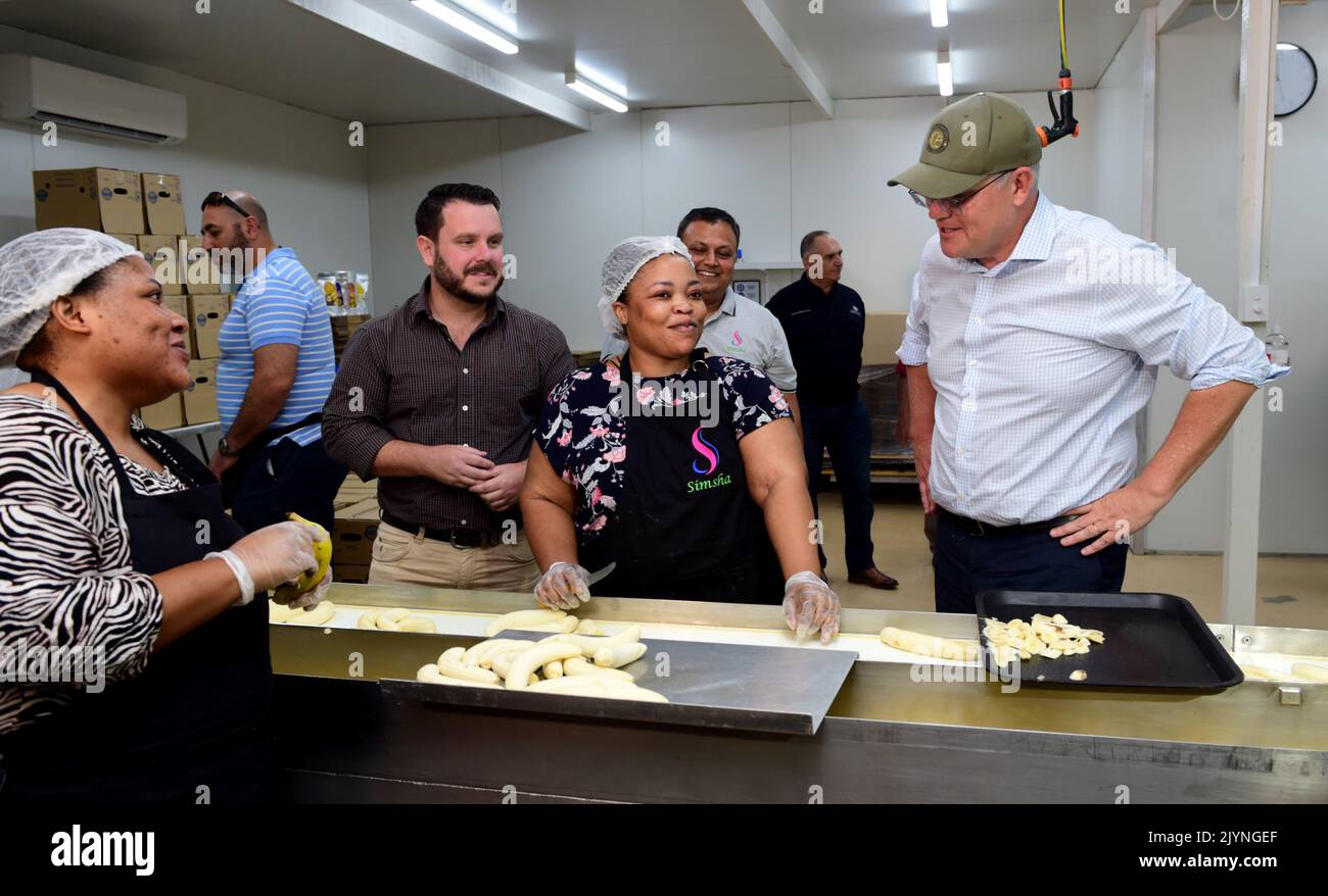 Prime Minister Scott Morrison is seen during a visit to Simsha Tropical ...