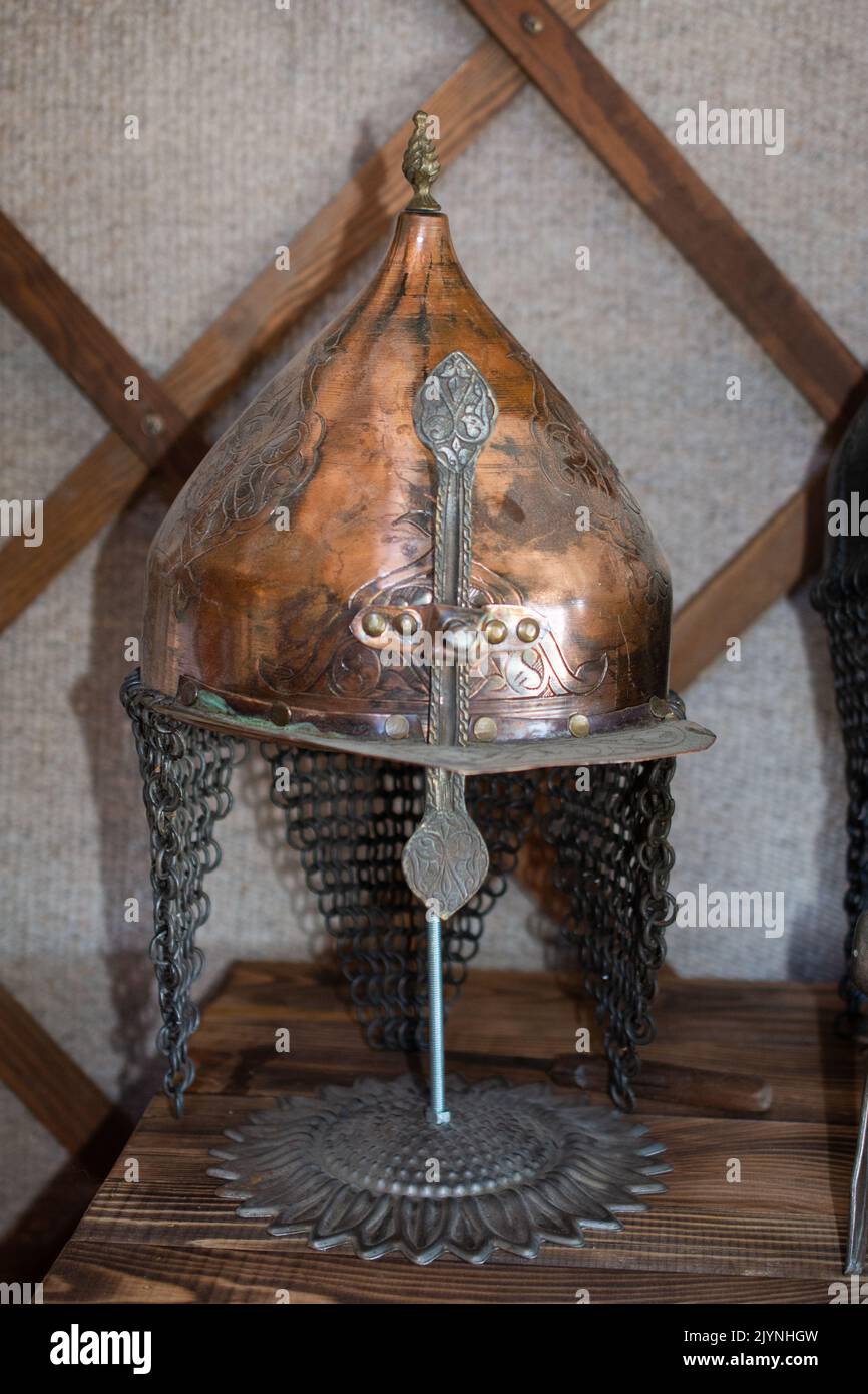 Decorative metal Helmets Of Warriors Of Turkish Ottoman empire Stock ...