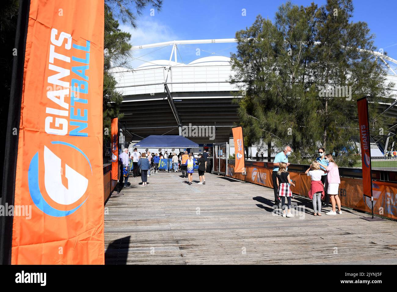 Spectators arrive ahead of the Round 2 Super Netball match between the ...