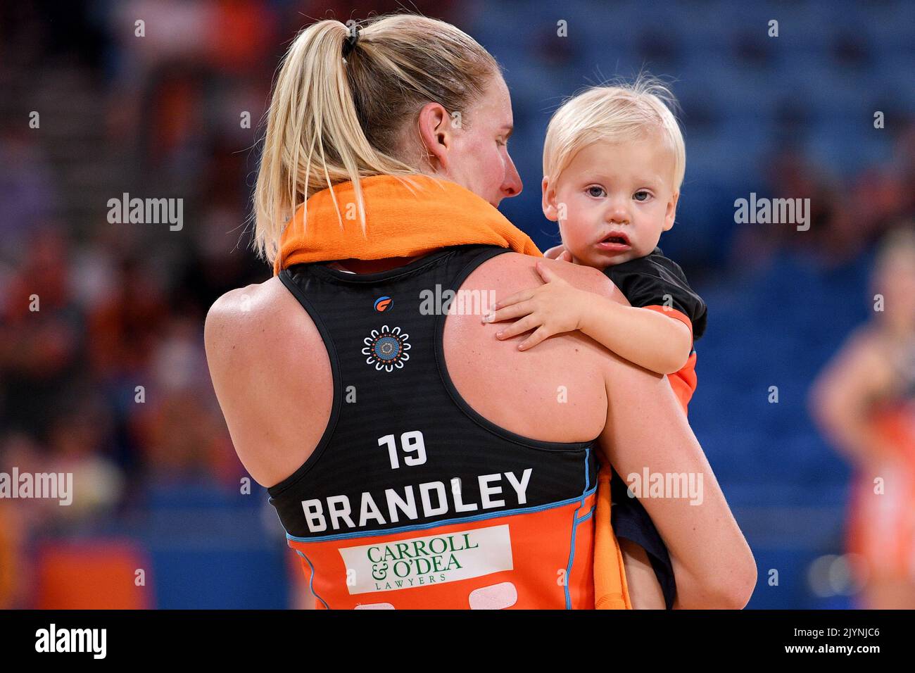 April Brandley of the Giants following the Round 2 Super Netball match ...