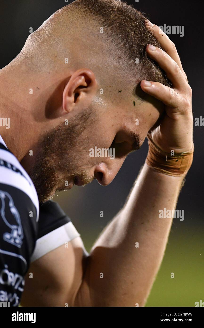 Adam Doueihi of the Tigers reacts after their loss to the Titans during ...