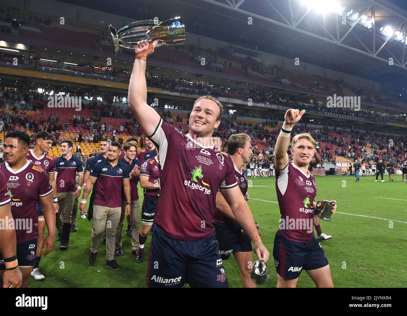 Harry Wilson (left) and Tate McDermott (right) of the Reds celebrate ...