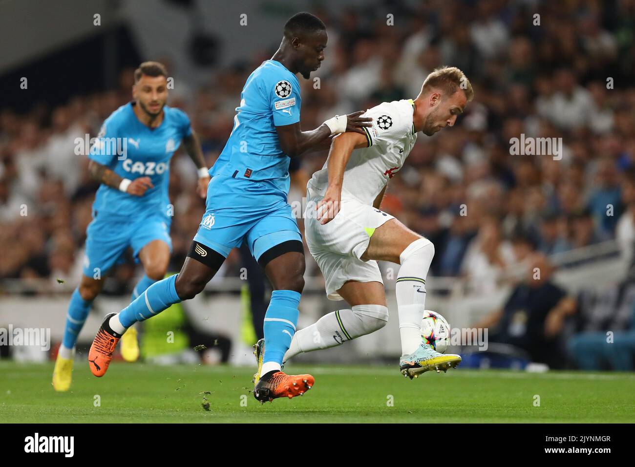 Harry Kane of Tottenham Hotspur and Eric Bailly of Marseille - Tottenham Hotspur v Marseille ...