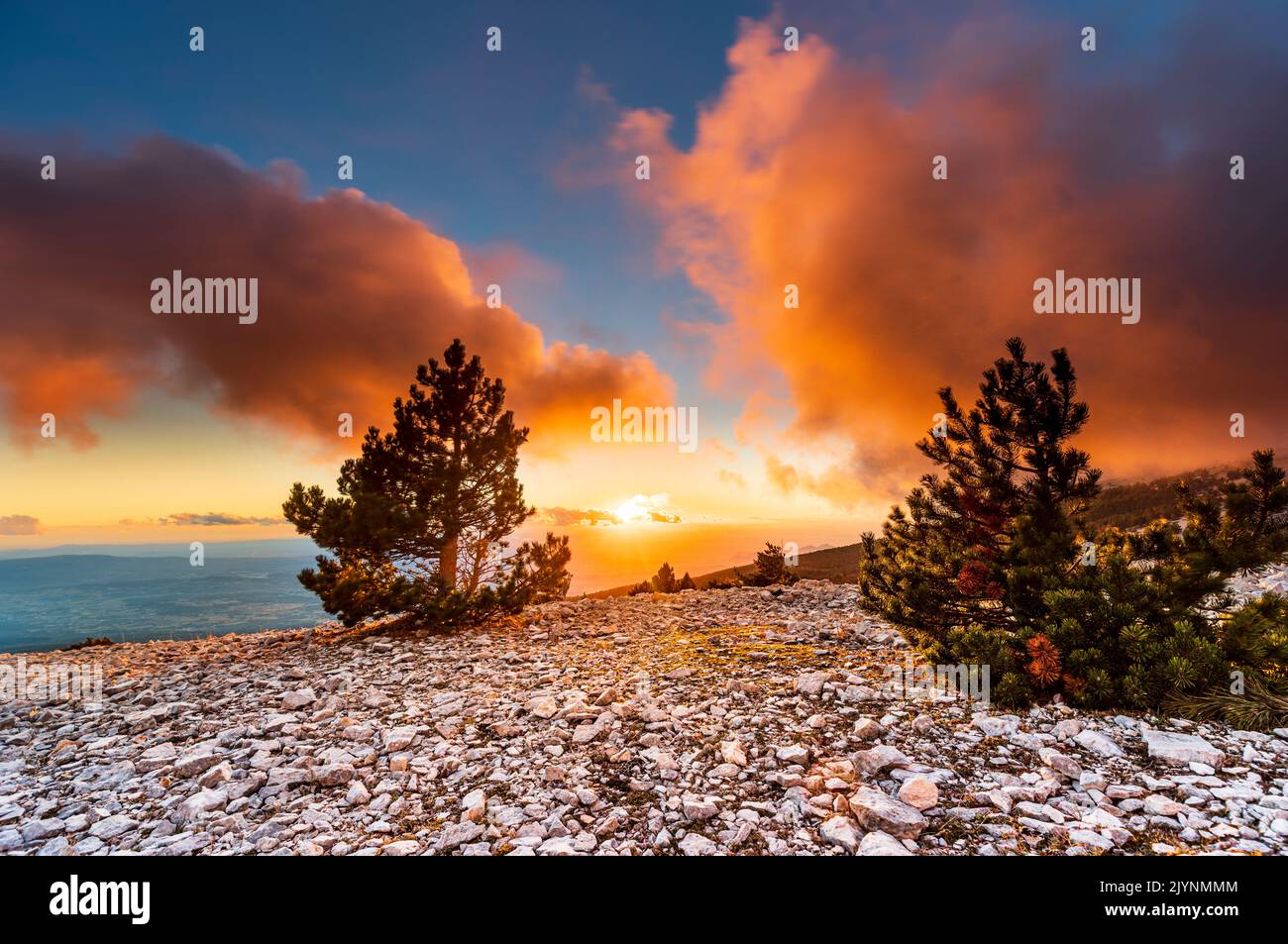 Stones in the Mont Ventoux massif, at sunset, Vaucluse, France Stock ...