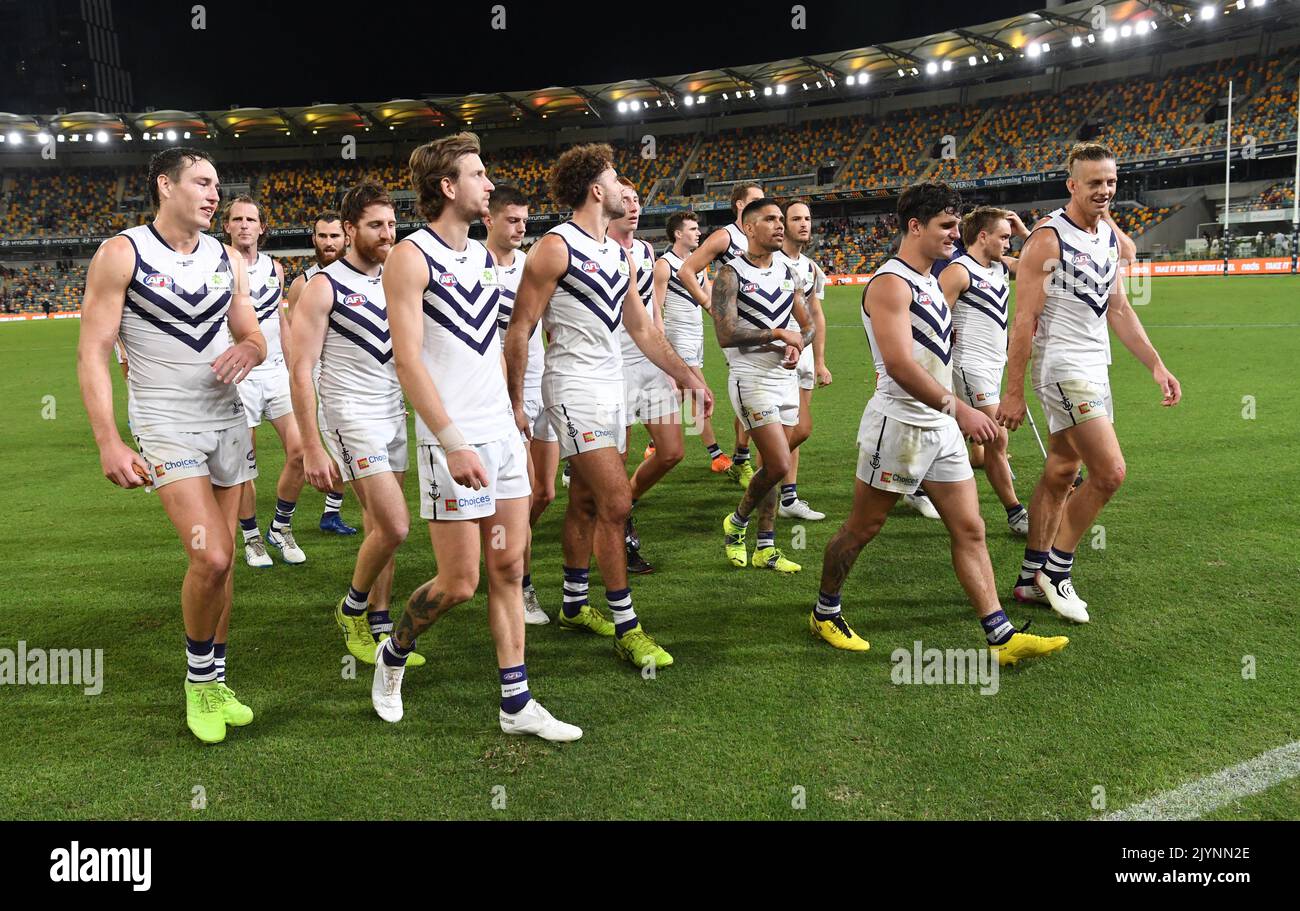 Dockers players are seen after losing the Round 8 AFL match between the ...